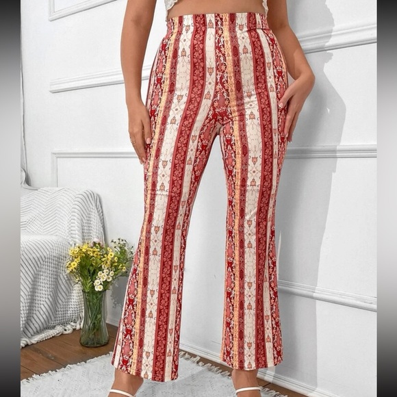 SHEIN | Pants & Jumpsuits | Vcay Plus Striped Geo Print Flare Leg Pants ...